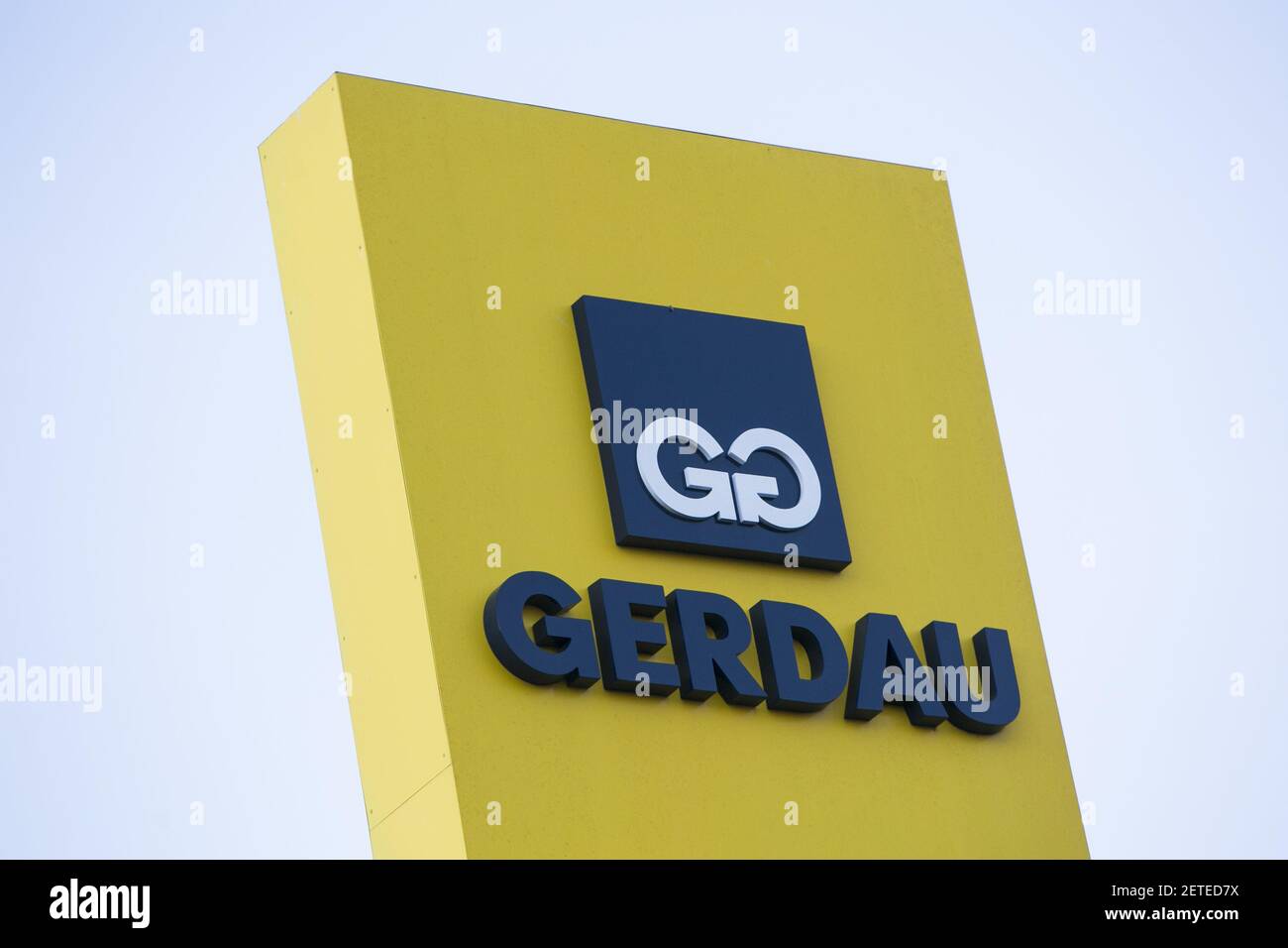 A logo sign outside of a facility occupied by Gerdau in Jackson ...
