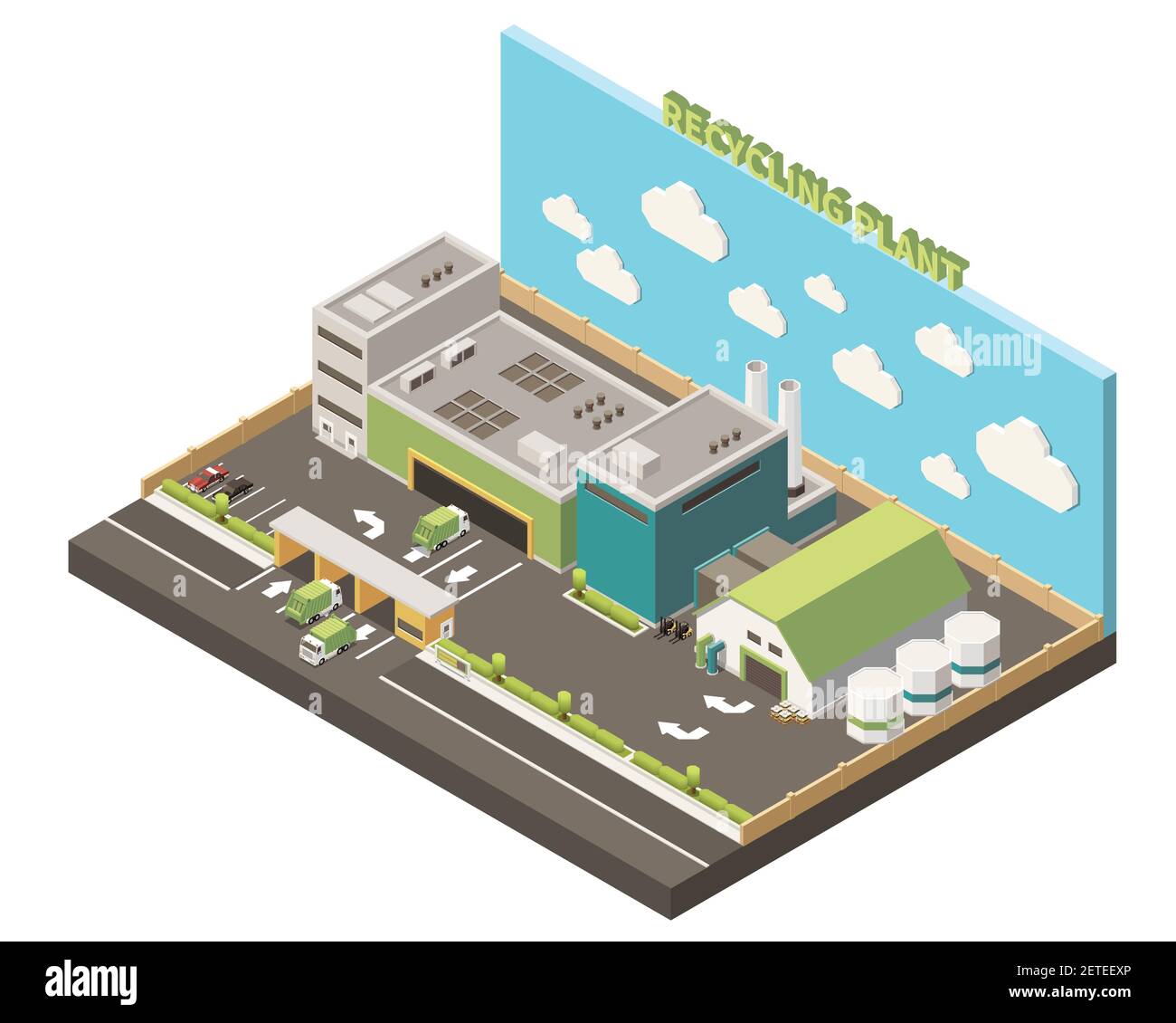 Garbage recycling isolated composition recycling plant headline and ...