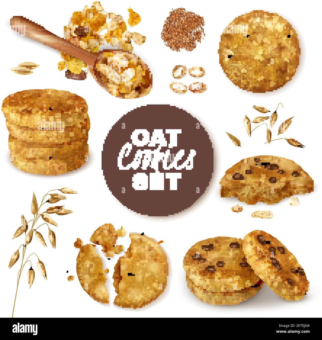Raisin Oatmeal Cookies Stock Vector Images - Alamy