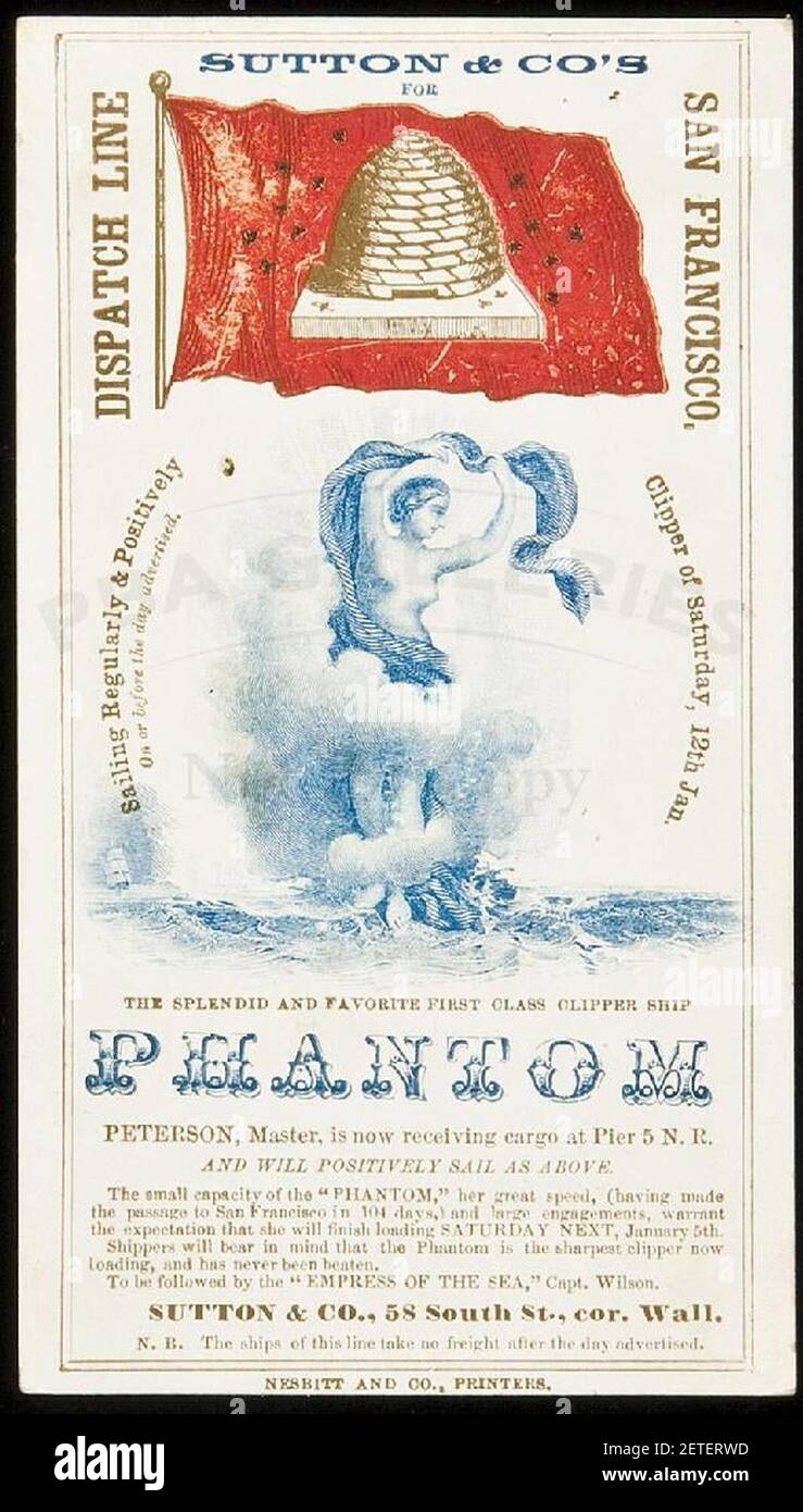 PHANTOM Clipper ship sailing card 37634 2 Stock Photo - Alamy