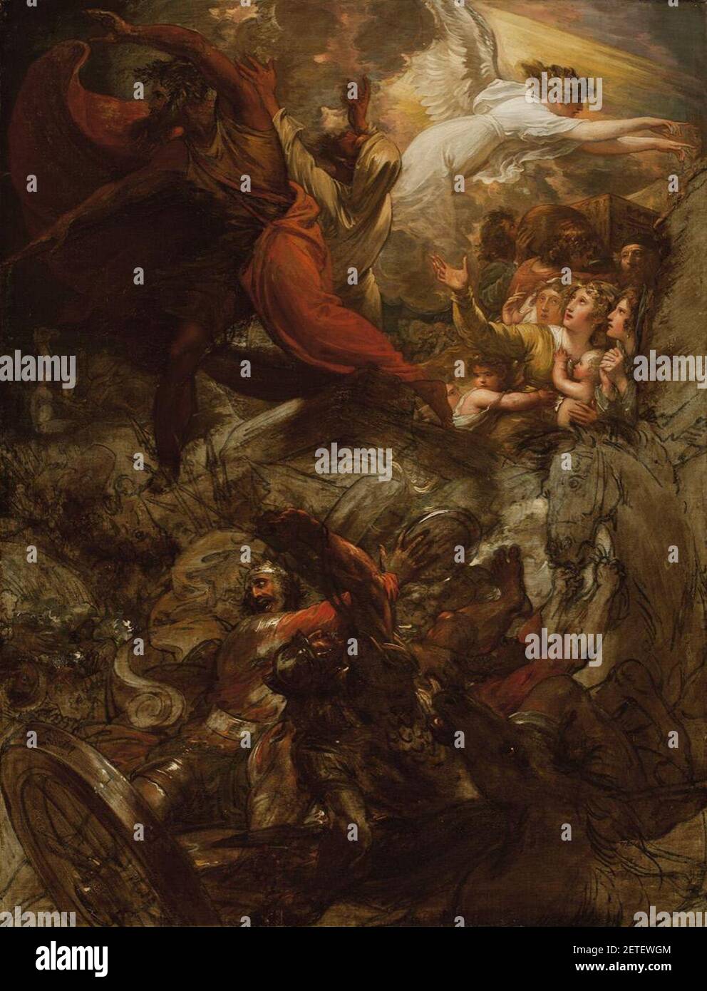 Pharoah and His Host Lost in the Red Sea (Benjamin West Stock Photo - Alamy