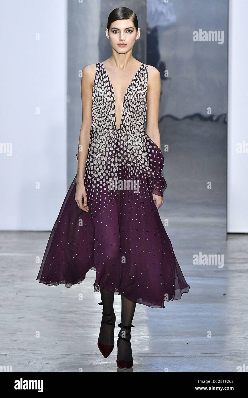 Model Valery Kaufman walks on the runway during the Carolina Herrera ...