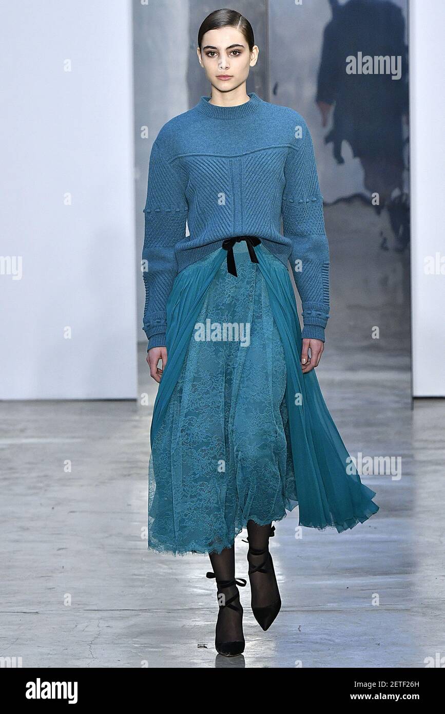 Model Romy Schonberger walks on the runway during the Carolina Herrera ...