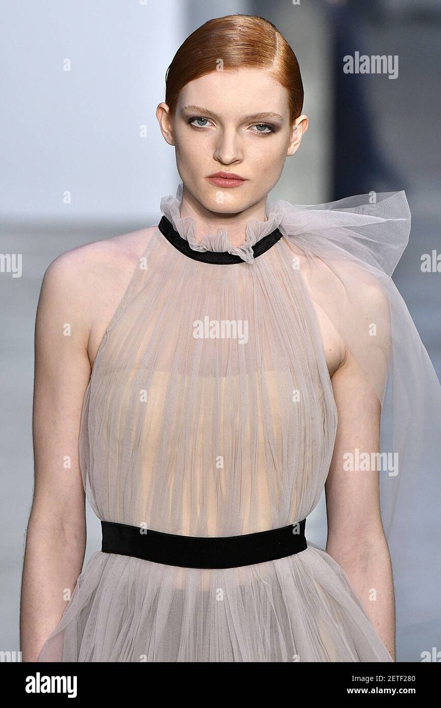 Model Sophia Friesen walks on the runway during the Carolina Herrera ...