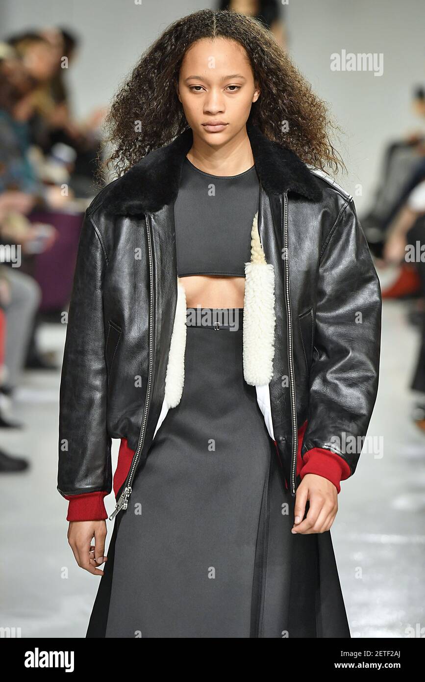 Model Selena Forrest walks on the runway during the Calvin Klein ...