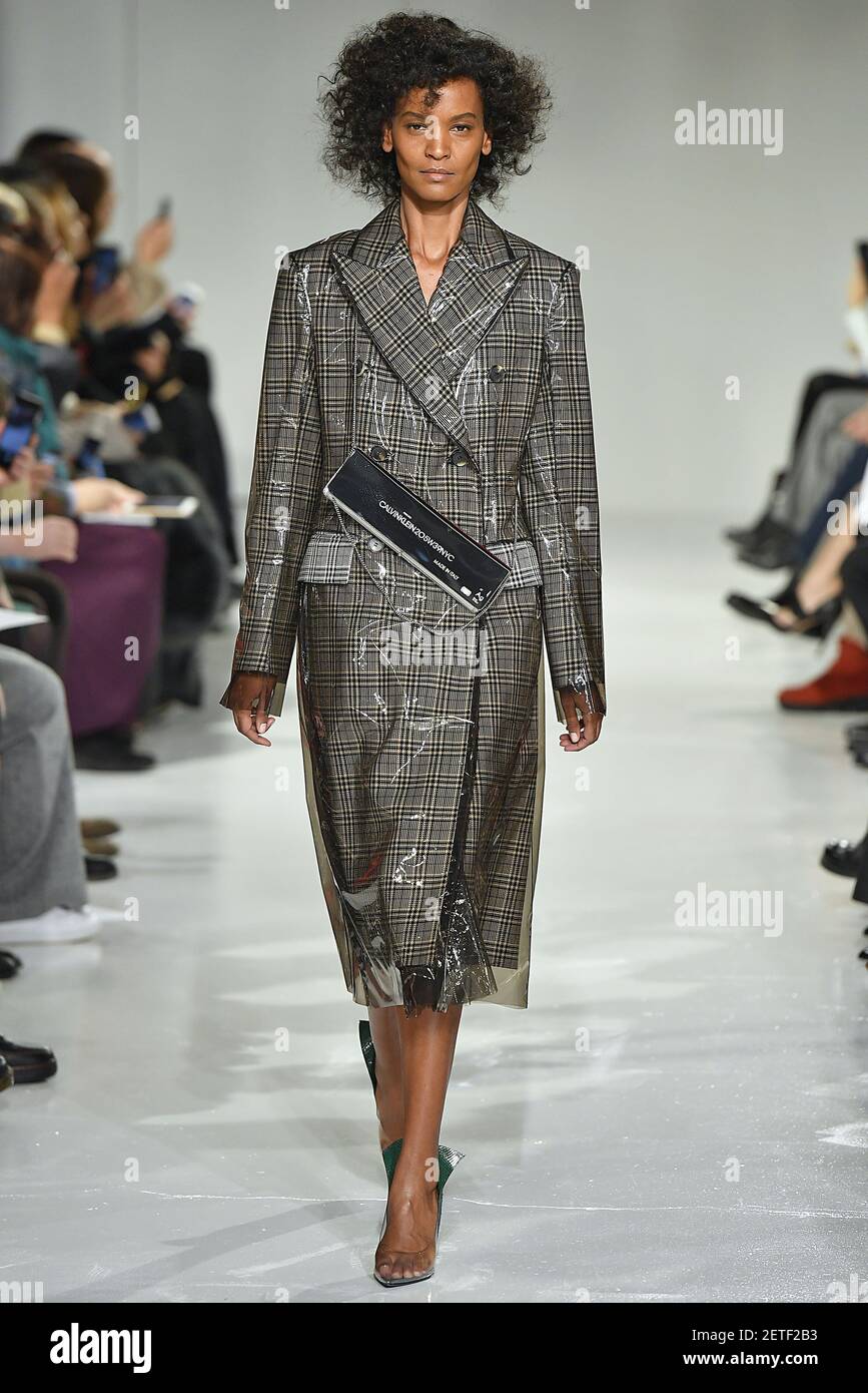 Model Liya Kebede walks on the runway during the Calvin Klein Fashion ...