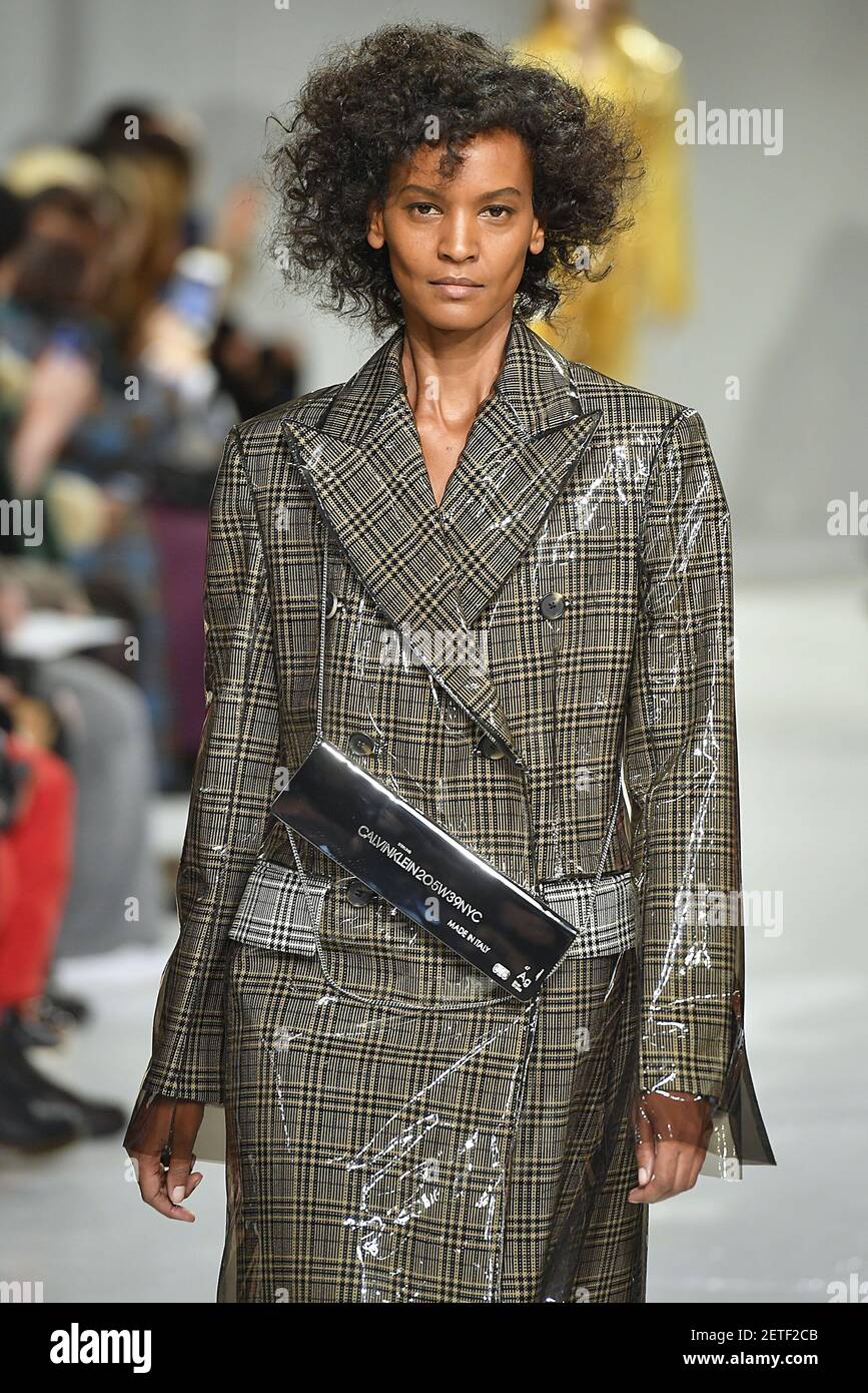 Model Liya Kebede walks on the runway during the Calvin Klein Fashion ...