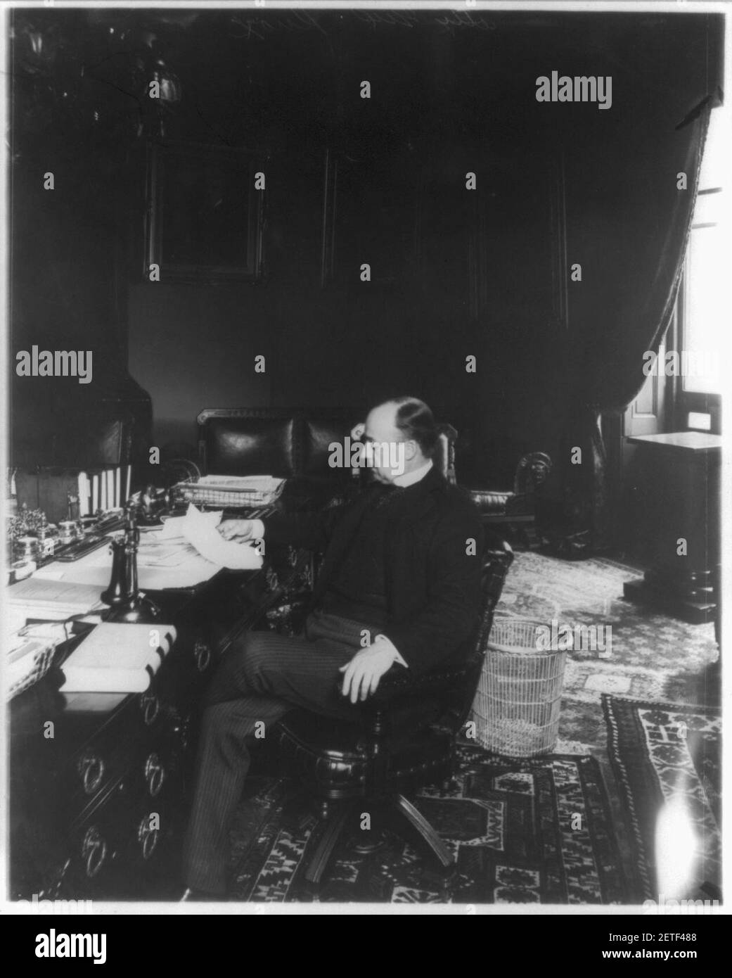 Philander Chase Knox, full, seated at desk portrait Stock Photo - Alamy