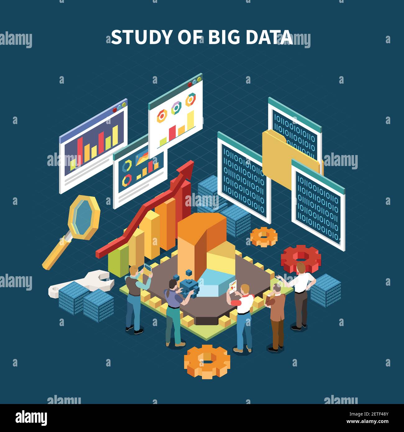 Isometric big data analytics composition with study of big data and statistics isolated elements ...