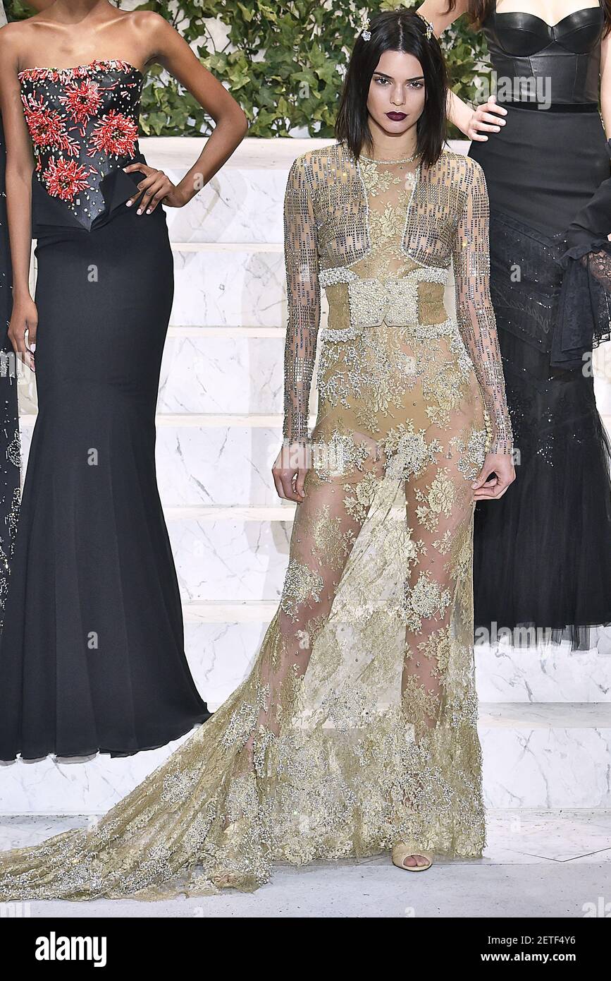 Model Kendall Jenner walks on the runway during the La Perla Fashion ...