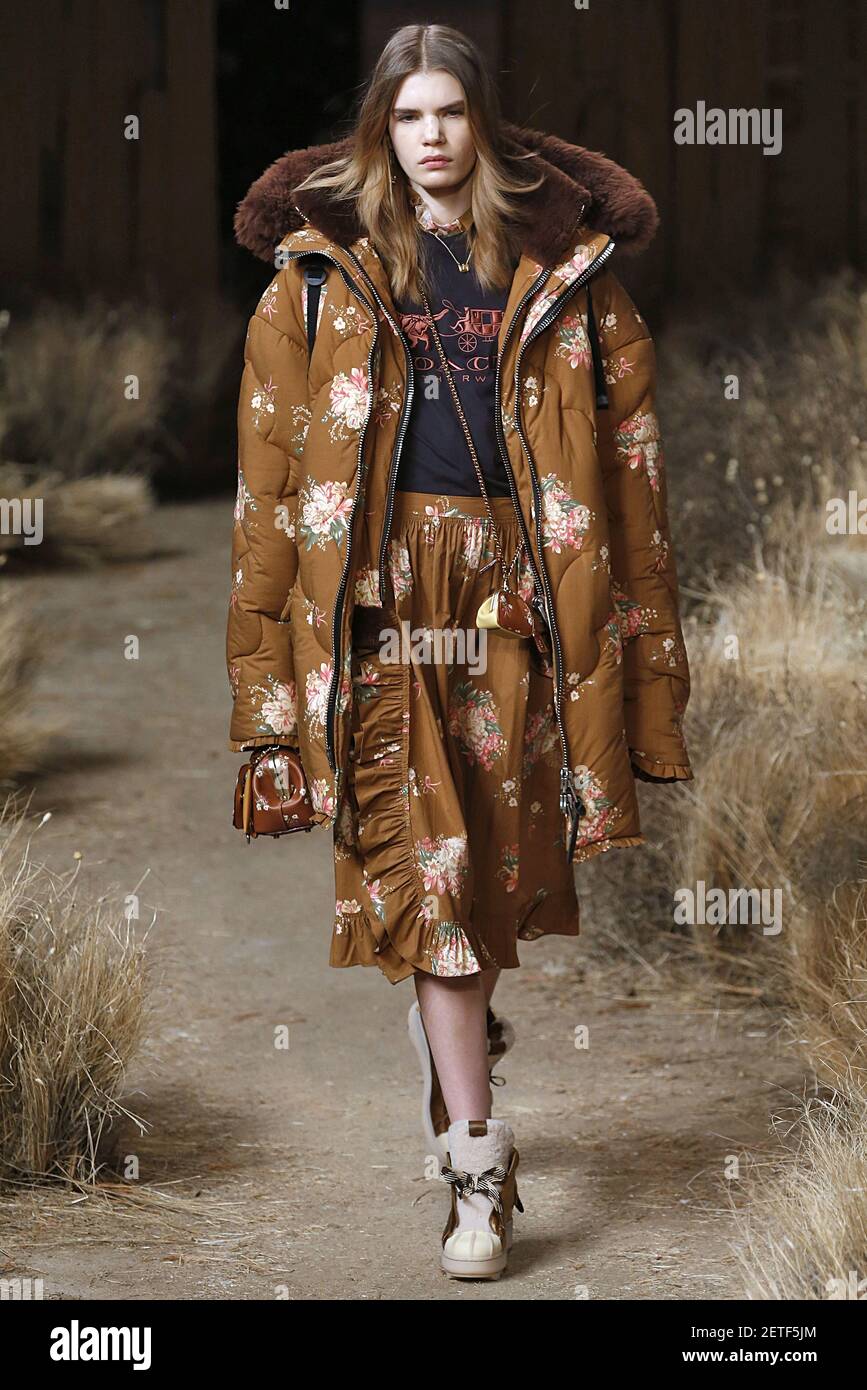 Model Sophie Rask walks on the runway during the Coach Womenswear ...