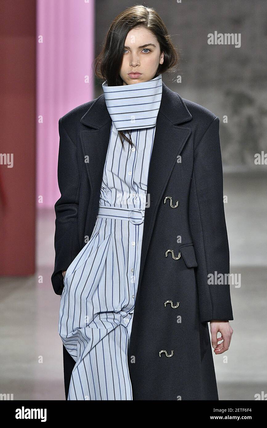 Model Sanne de Roo walks on the runway during the Tibi Womenswear ...