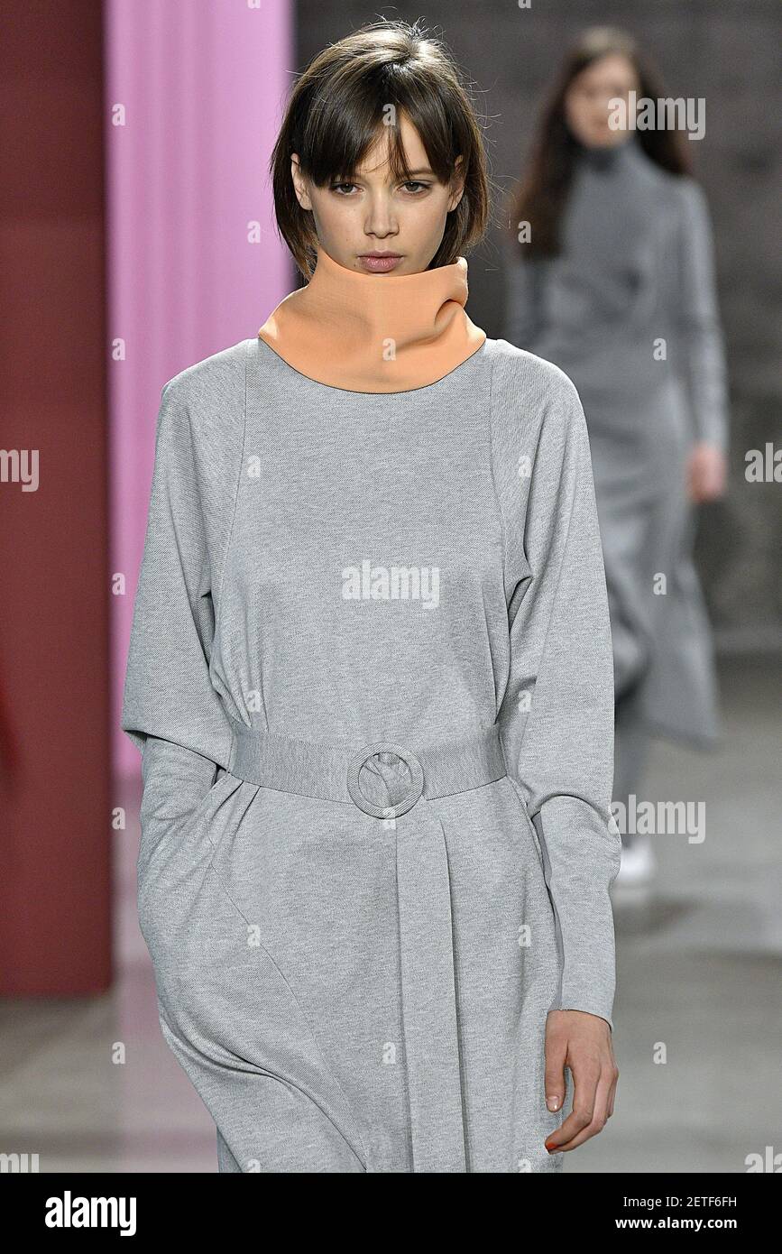 Model Heloise Giraud walks on the runway during the Tibi Womenswear ...