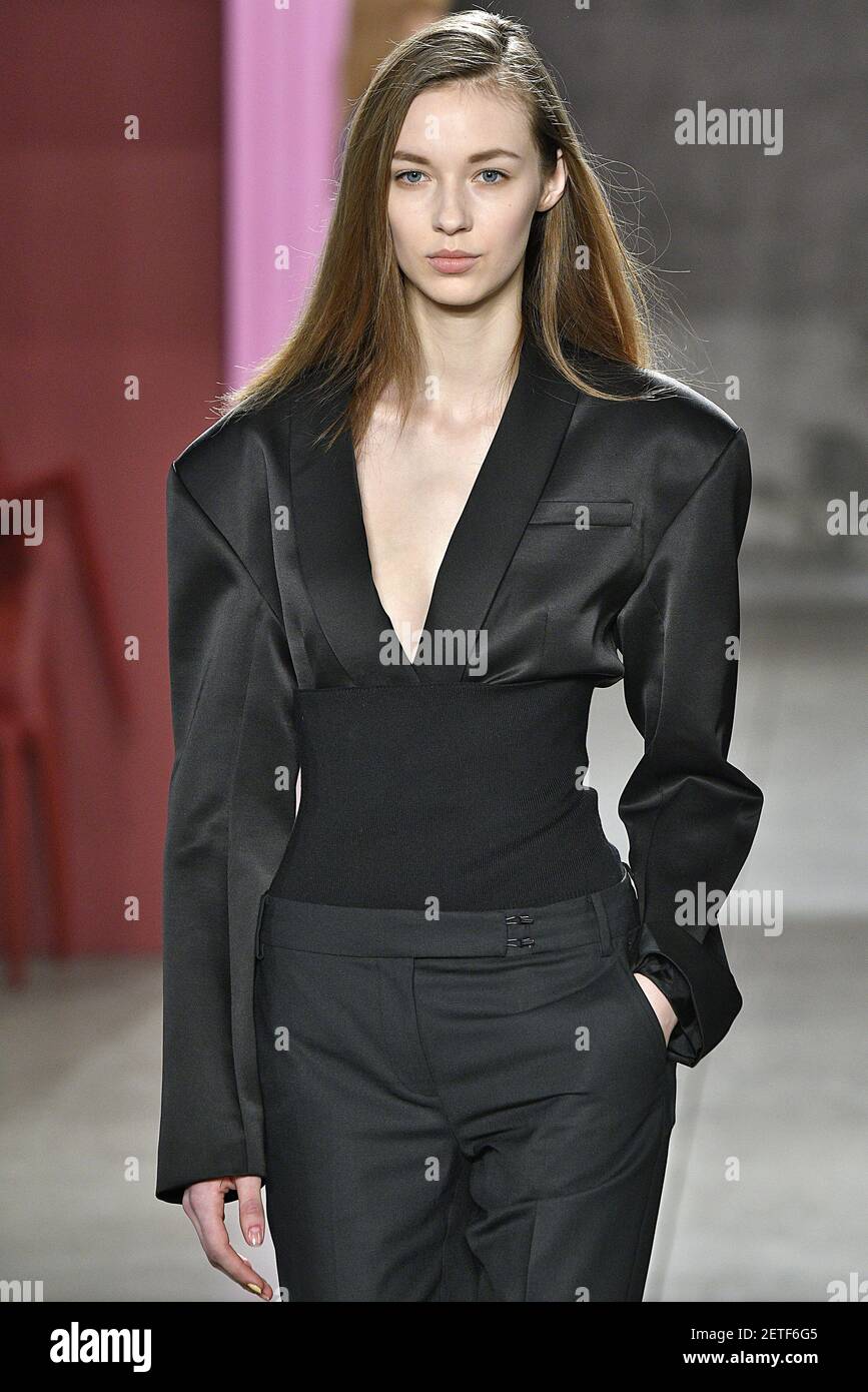 Model Ala Sekula walks on the runway during the Tibi Womenswear Fashion ...