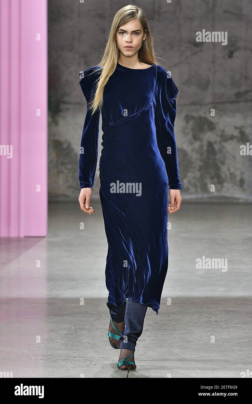 Model Line Brems walks on the runway during the Tibi Womenswear Fashion ...