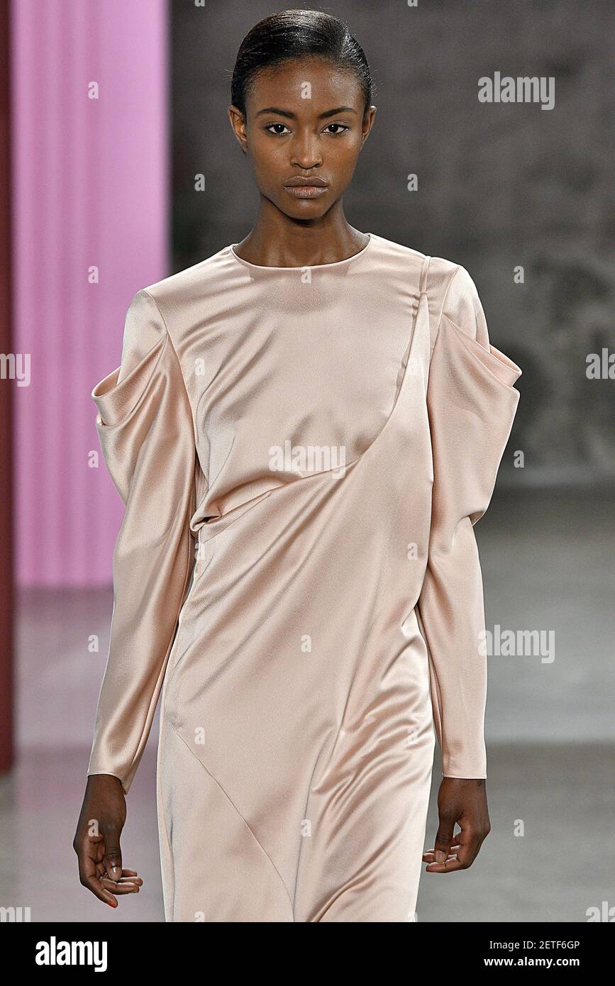 Model Alicia Burke walks on the runway during the Tibi Womenswear ...