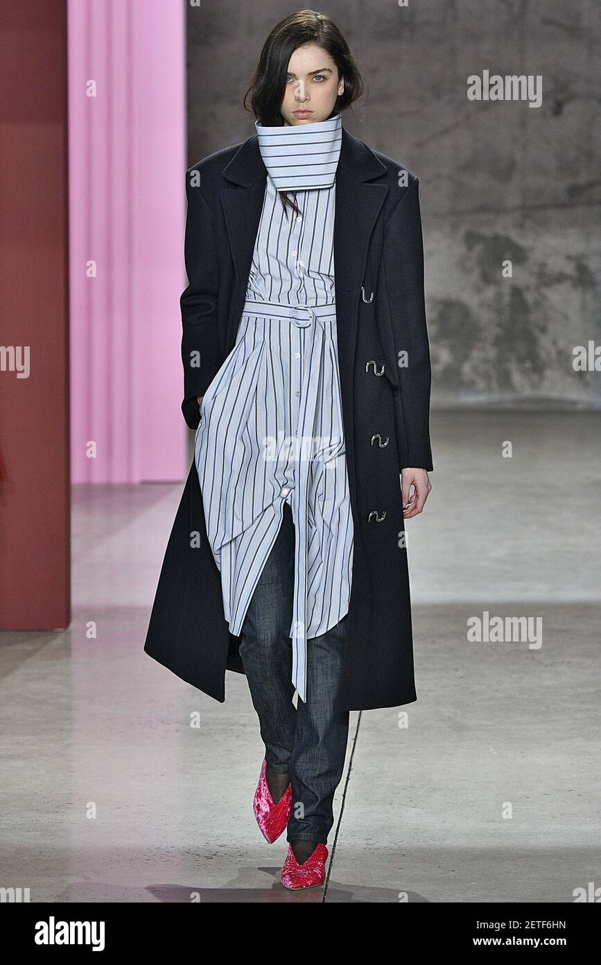 Model Sanne de Roo walks on the runway during the Tibi Womenswear ...