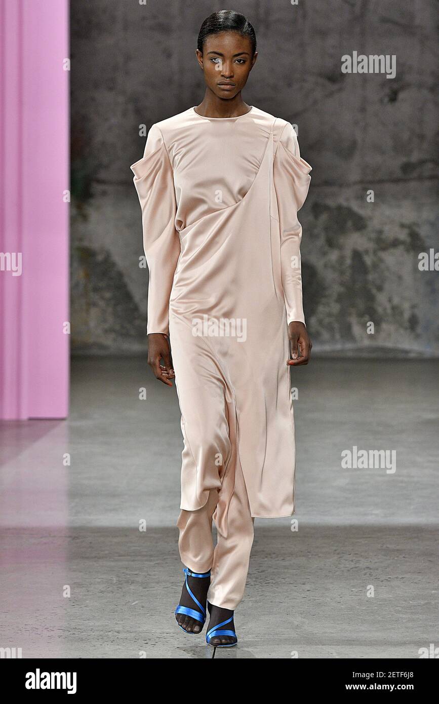 Model Alicia Burke walks on the runway during the Tibi Womenswear ...