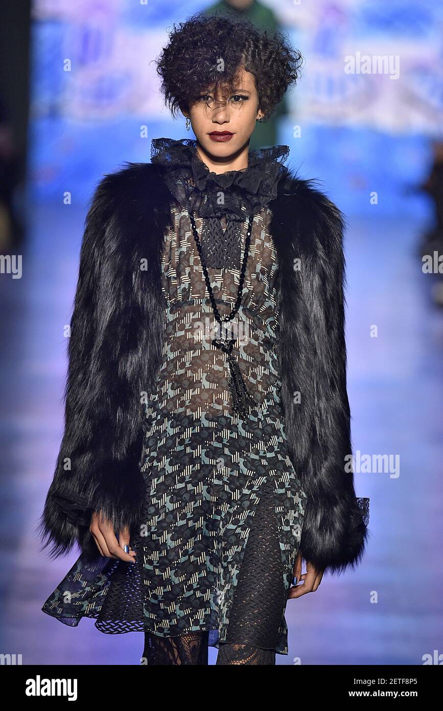 Model Dilone walks on the runway during the Anna Sui Fashion Show at ...