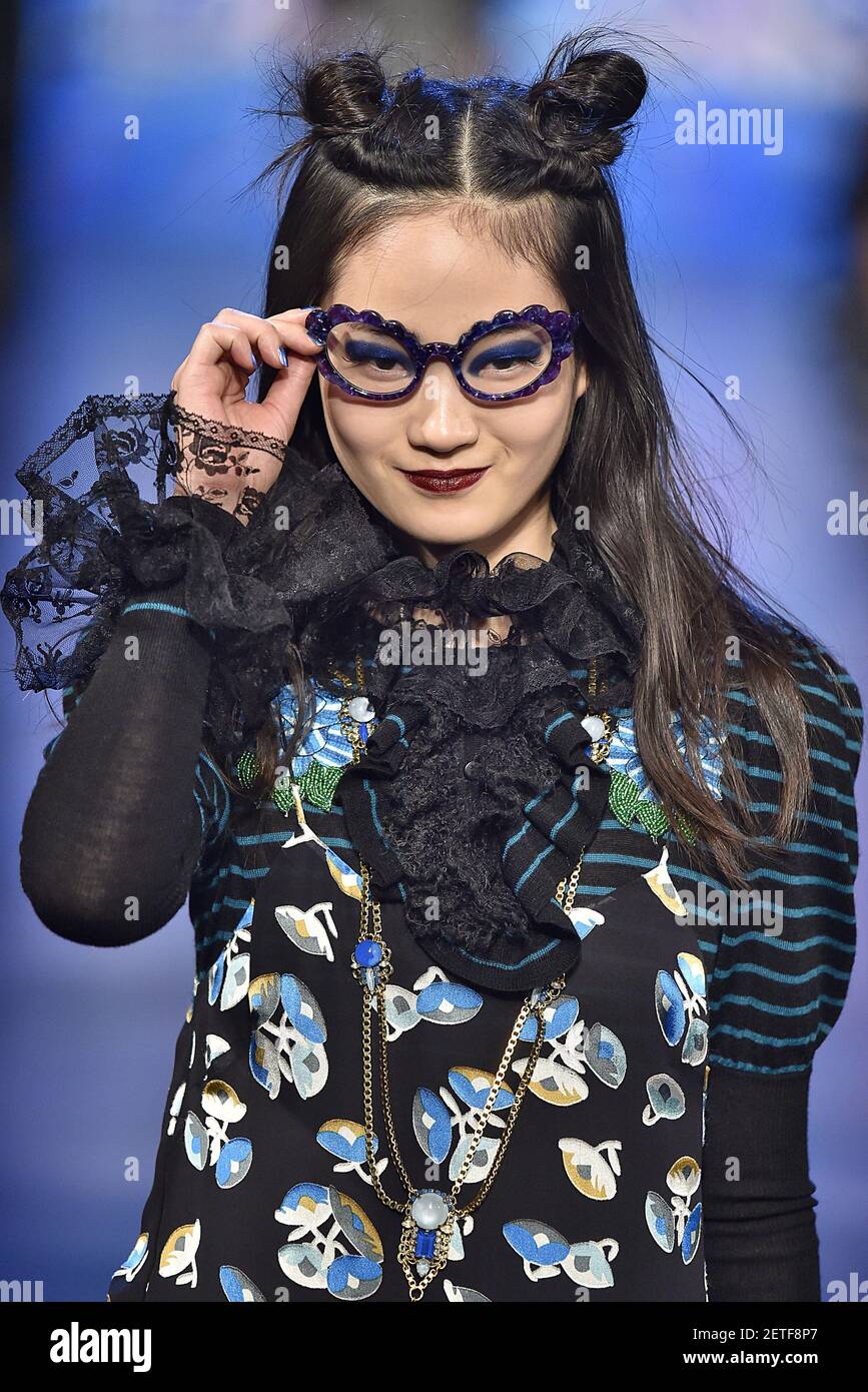 Model Hyun Ji Shin walks on the runway during the Anna Sui Fashion Show ...