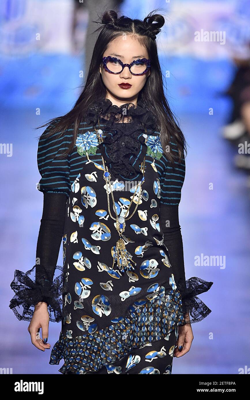 Model Hyun Ji Shin walks on the runway during the Anna Sui Fashion Show ...