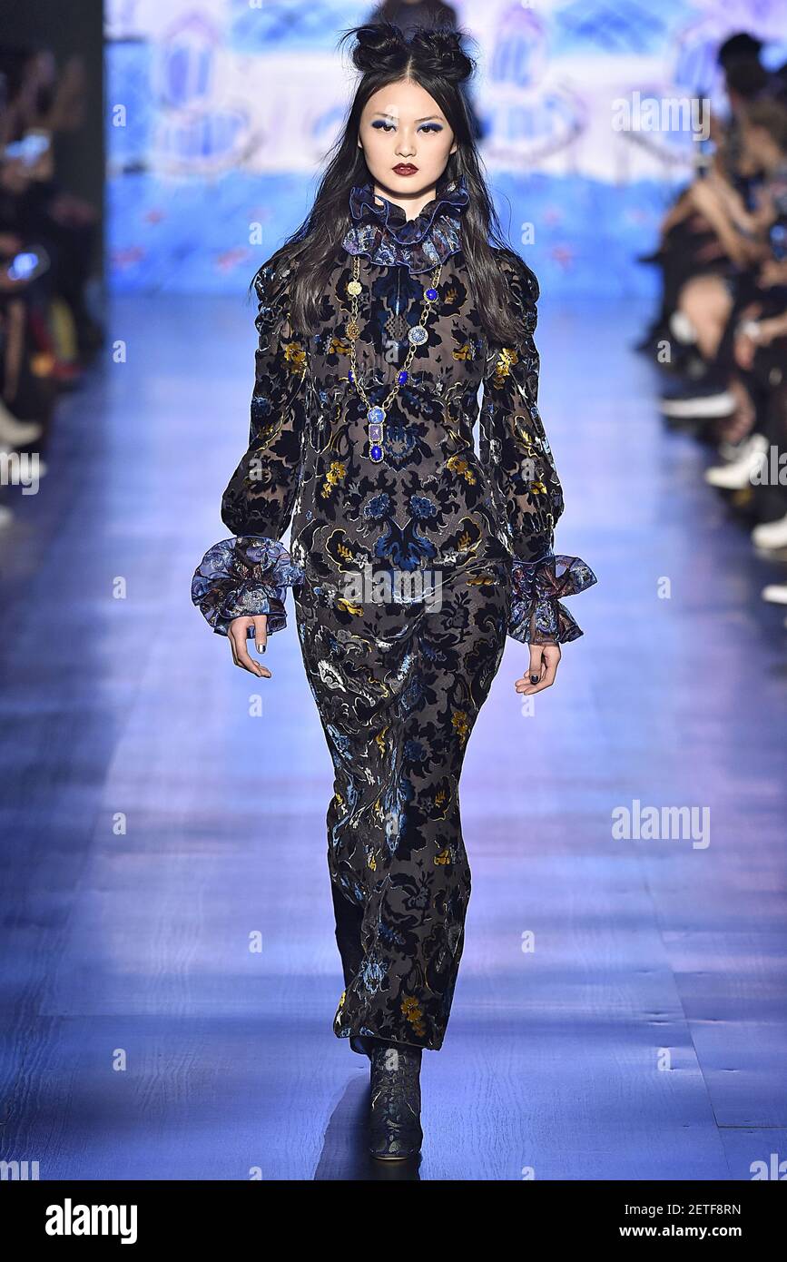 Model Cong He walks on the runway during the Anna Sui Fashion Show at ...