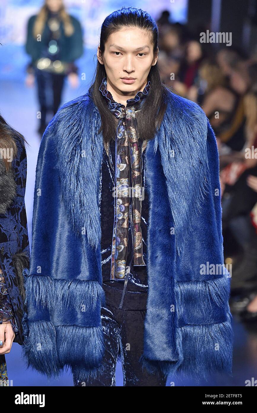 Model Zhengyang Zhang walks on the runway during the Anna Sui Fashion Show at FW17 held at ...