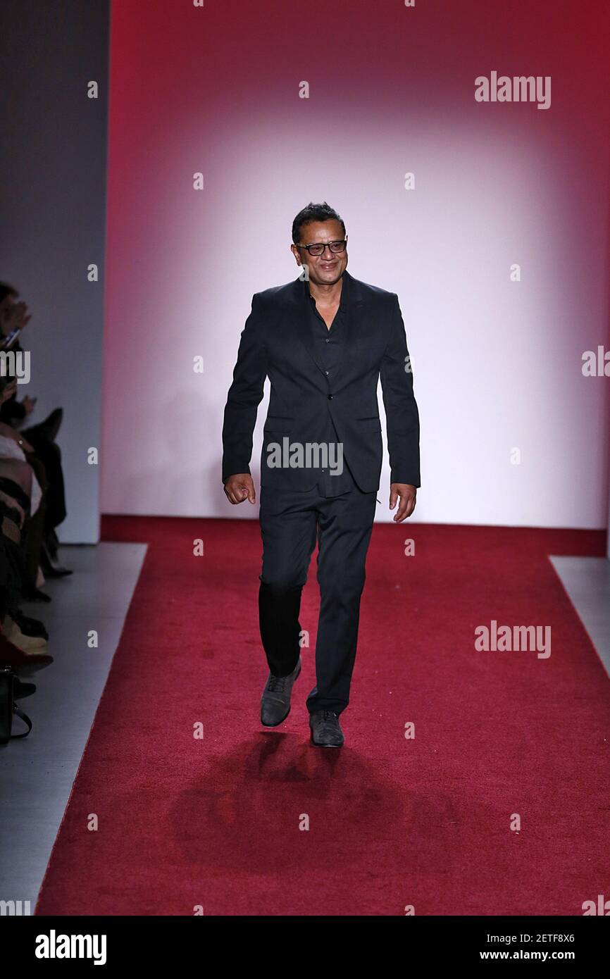 Designer Naeem Khan the runway during the Naeem Khan Fashion Show at ...