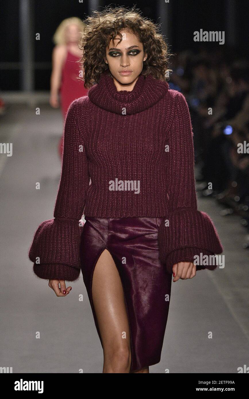 Model Alanna Arrington walks on the runway during the Brandon Maxwell ...