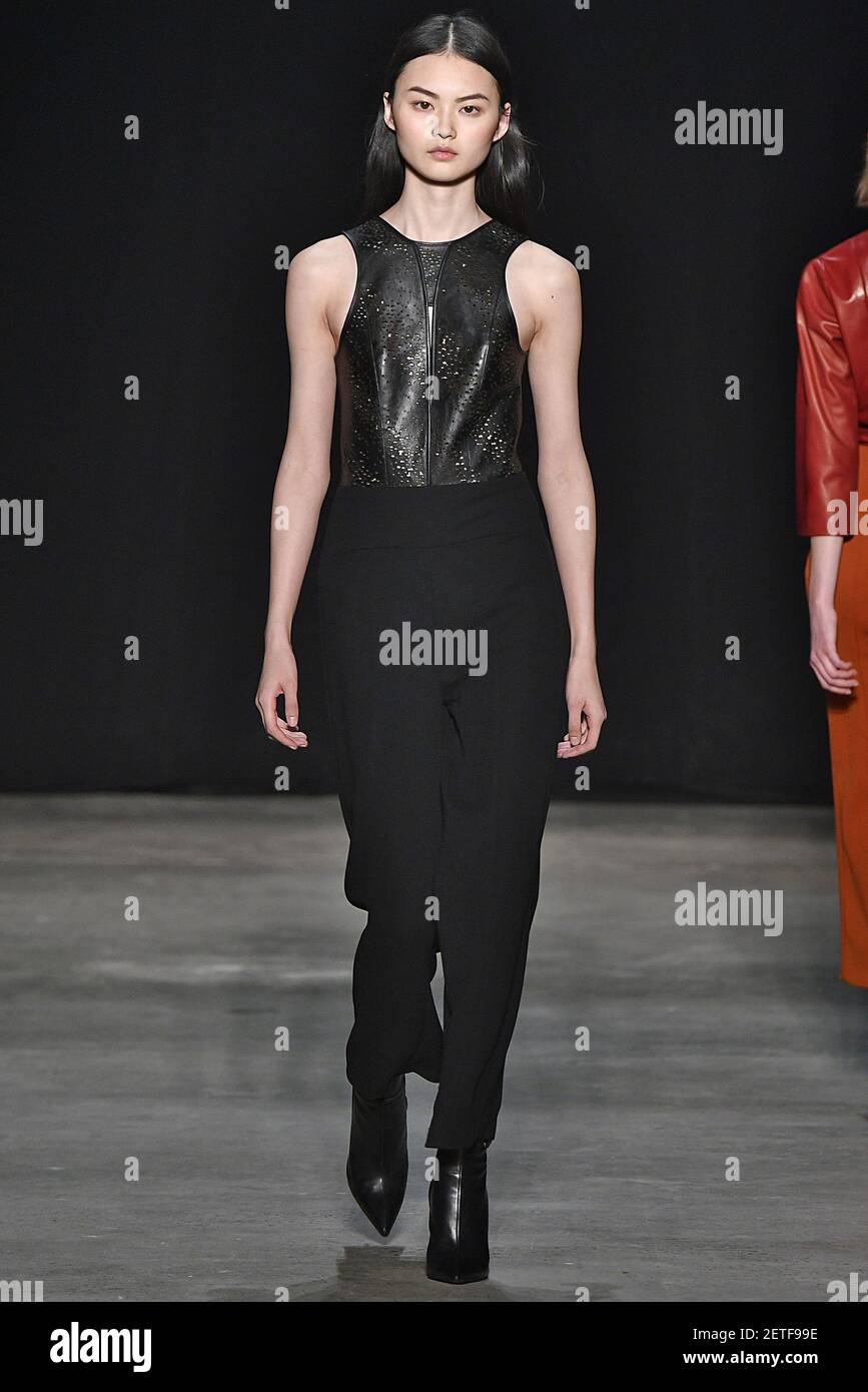 Model Cong He walks on the runway during the Narciso Rodriguez Fashion ...