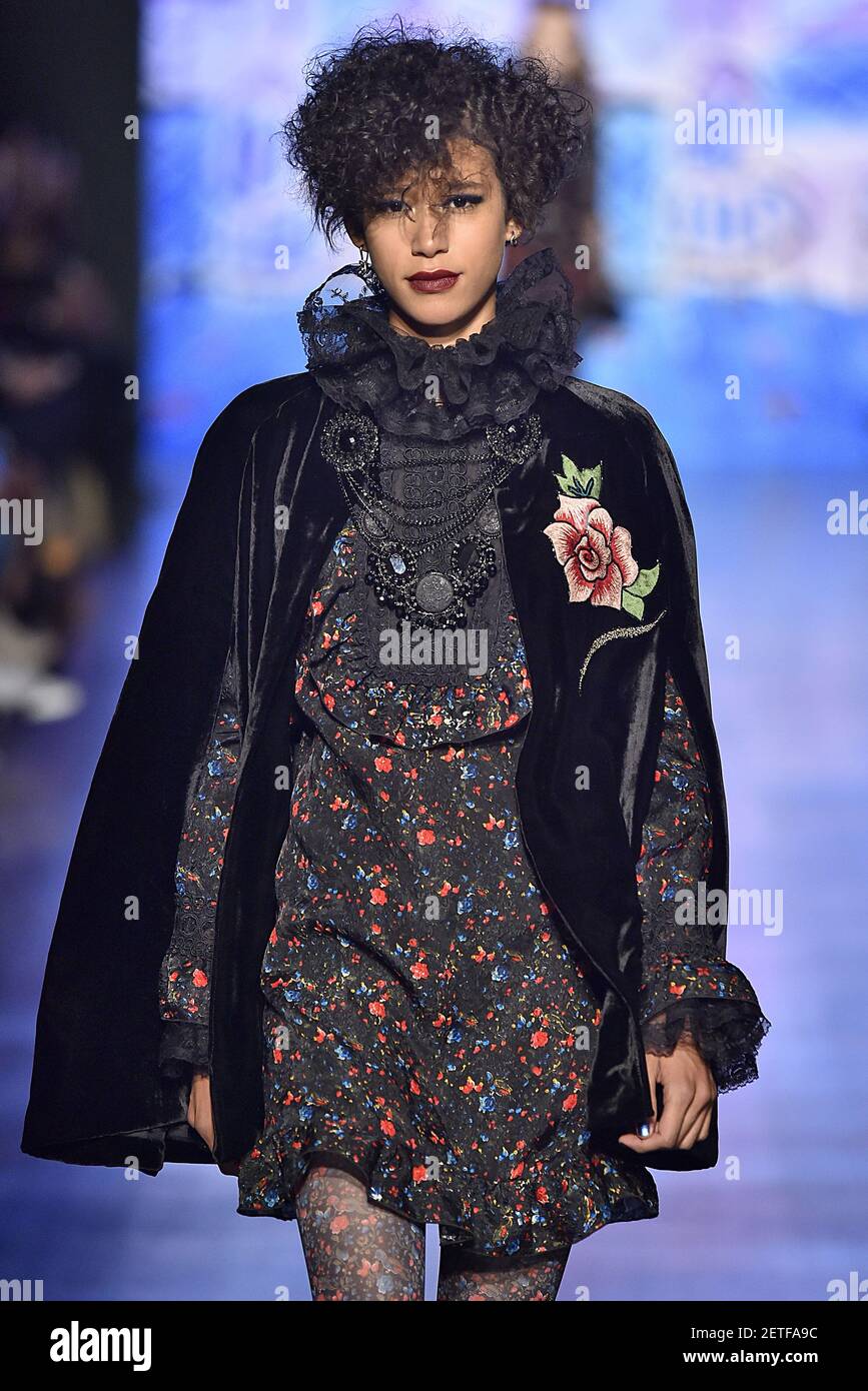 Model Dilone walks on the runway during the Anna Sui Fashion Show at ...