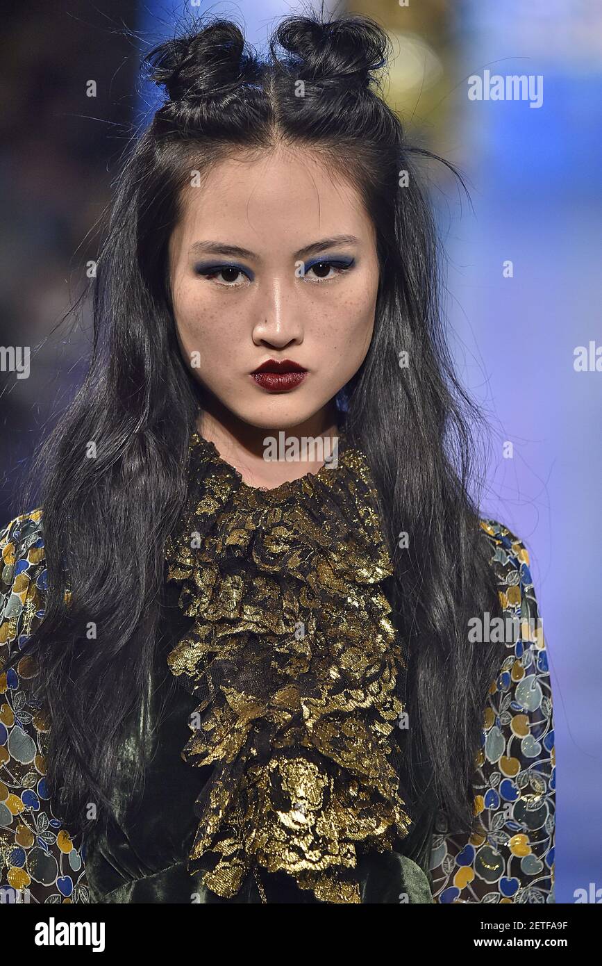 Model Jing Wen walks on the runway during the Anna Sui Fashion Show at ...