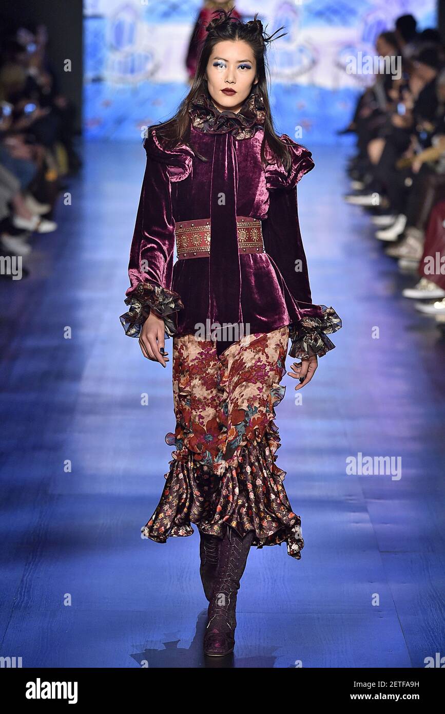 Model Liu Wen walks on the runway during the Anna Sui Fashion Show at ...