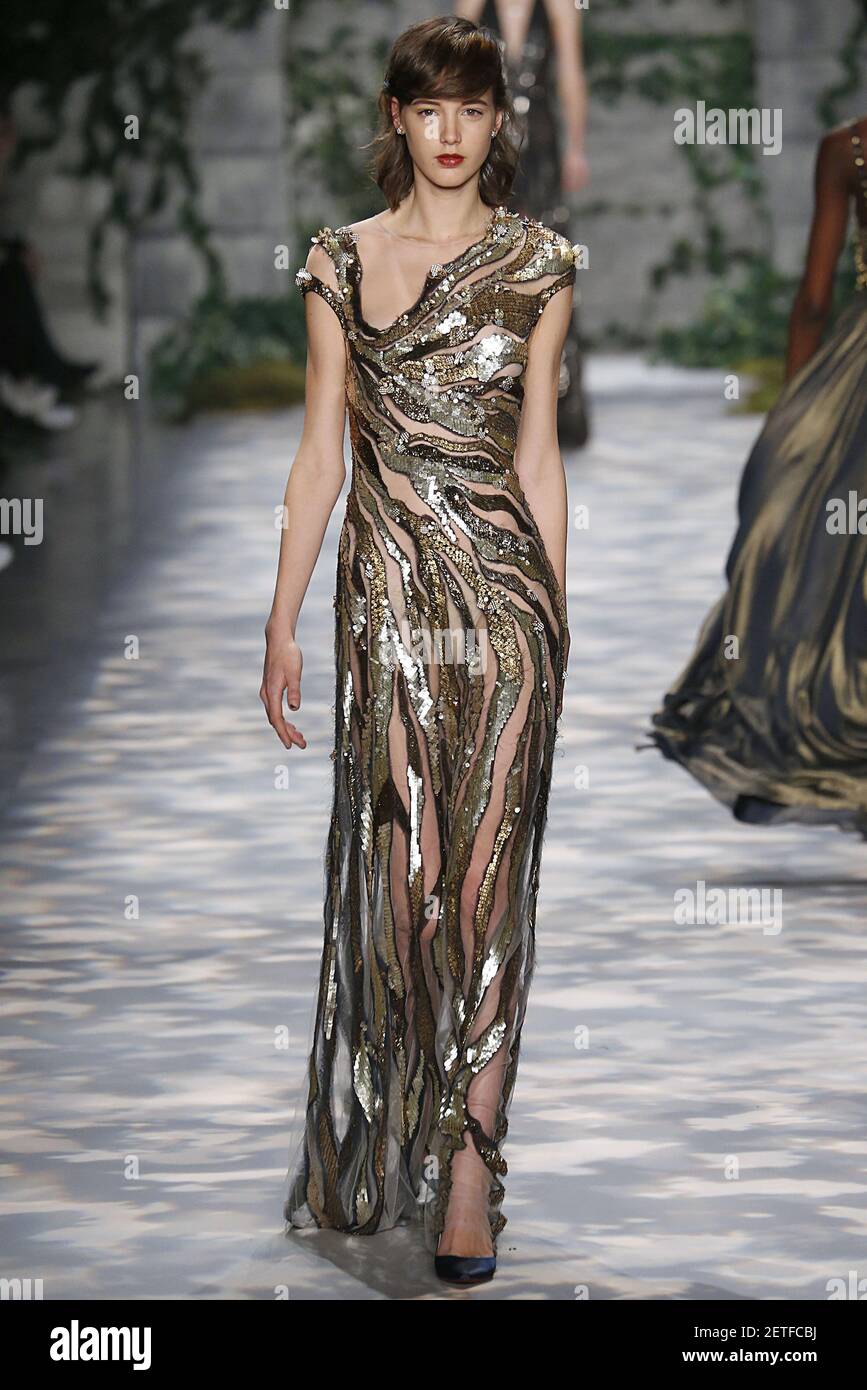Model walks on the runway during the Jenny Packham Fashion Show at FW17 ...