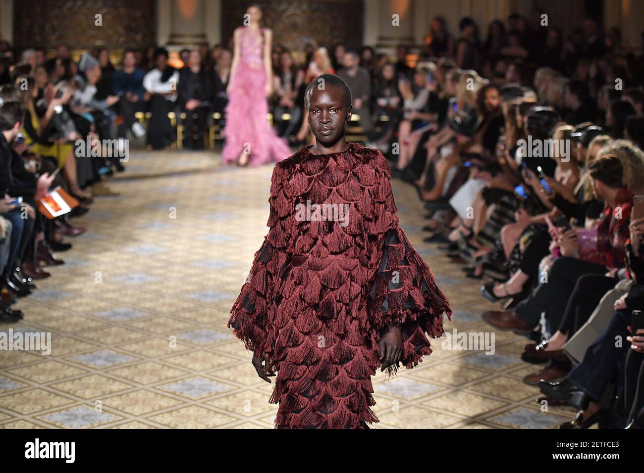 Model Alek Wek walks on the runway during the Christian Siriano Fashion ...