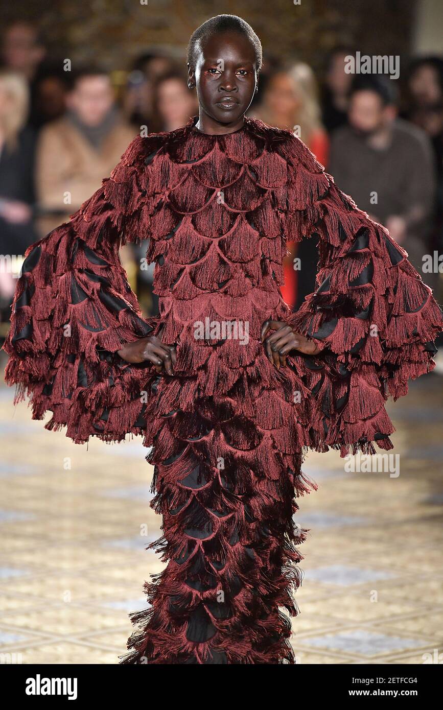 Model Alek Wek walks on the runway during the Christian Siriano Fashion ...