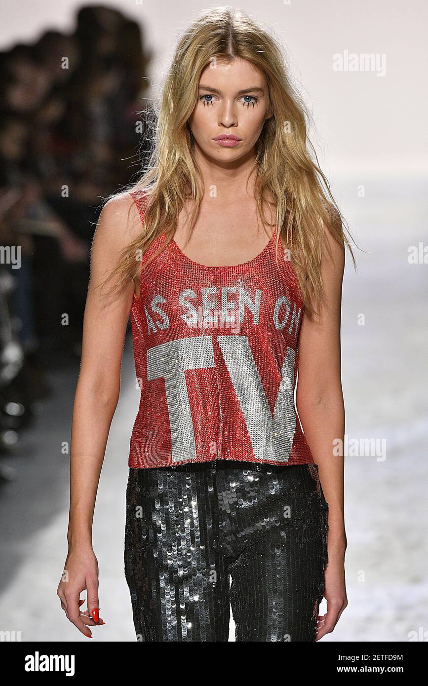 Model Stella Maxwell walks on the runway during the Jeremy Scott ...