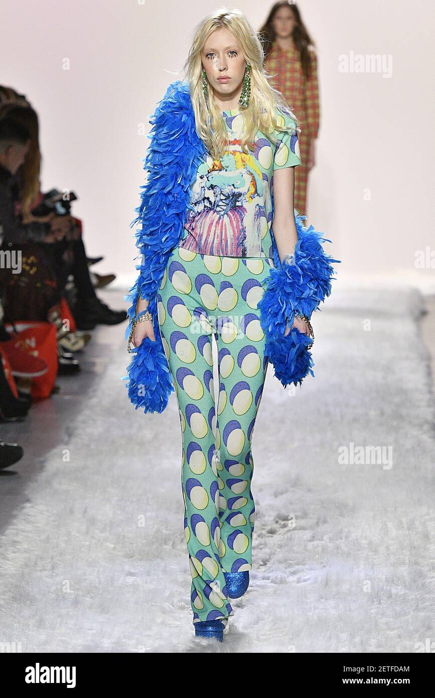 Model Alice Metza walks on the runway during the Jeremy Scott Fashion ...