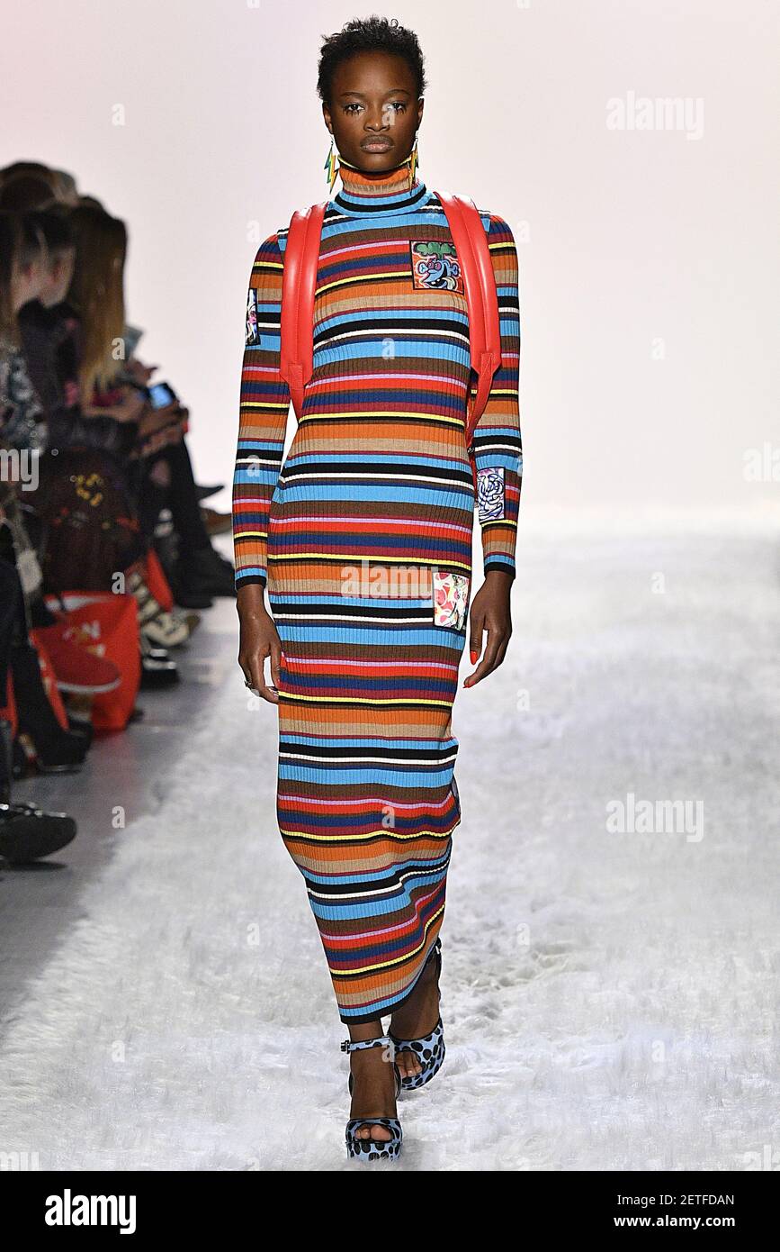 Model Mayowa Nicholas walks on the runway during the Jeremy Scott ...