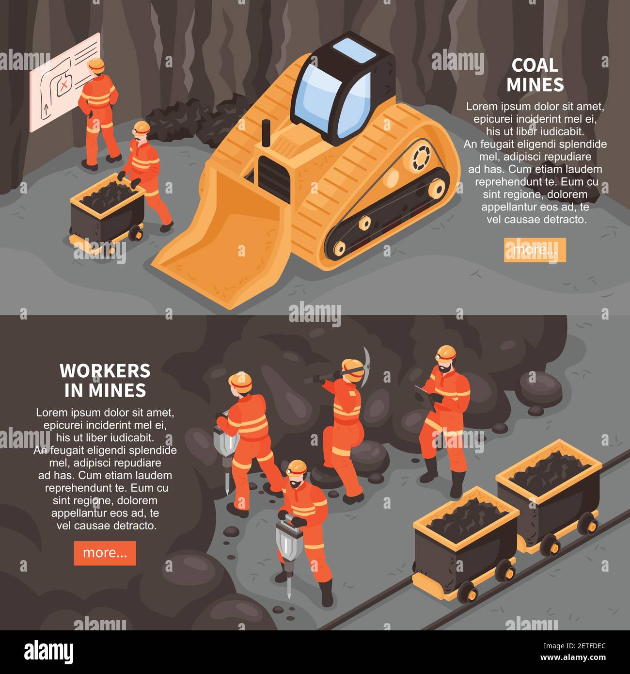 Mine set of two horizontal banners with more button editable text and ...