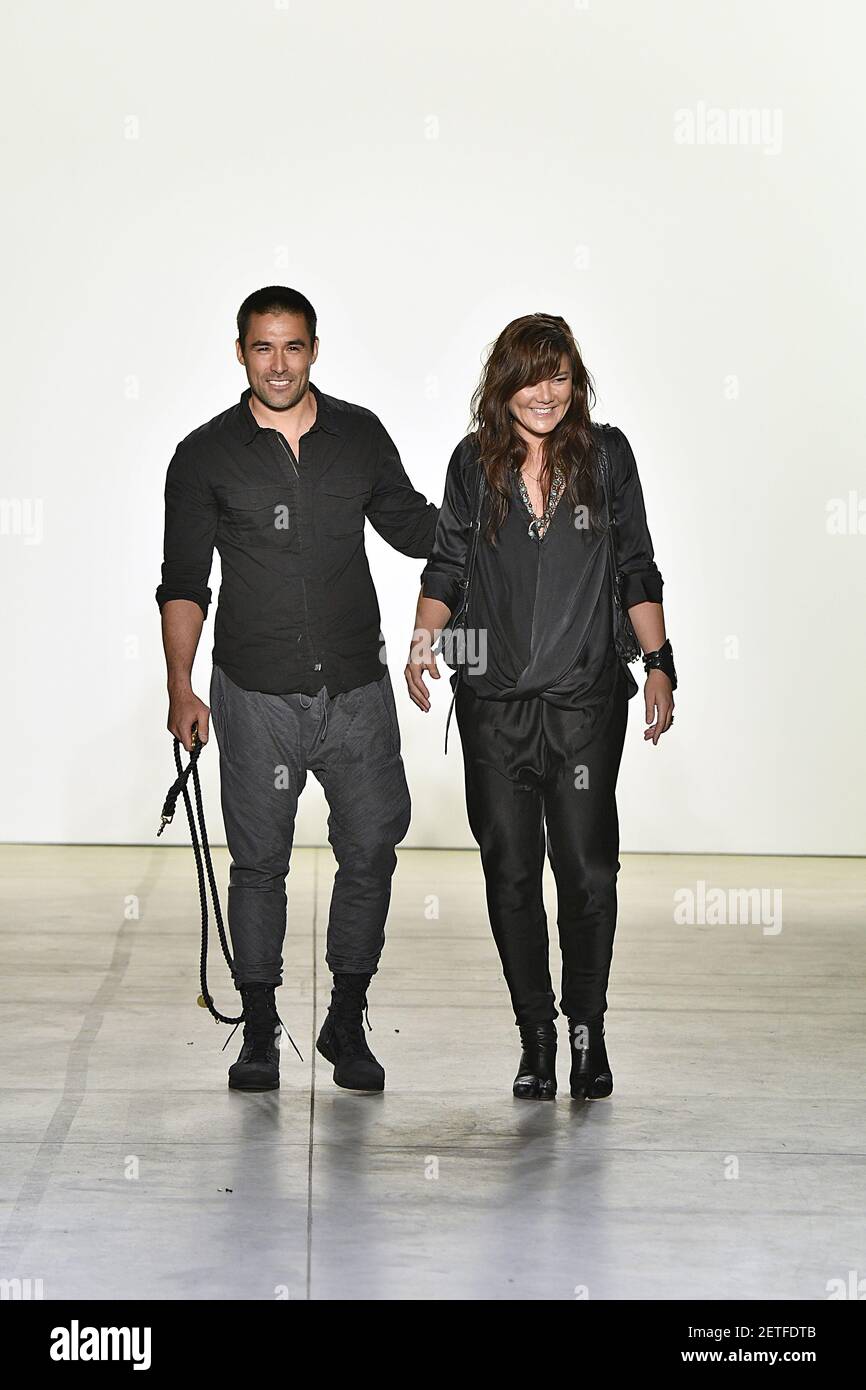 Designer Nicholas Kunz on the runway during the Nicholas K Fashion Show ...