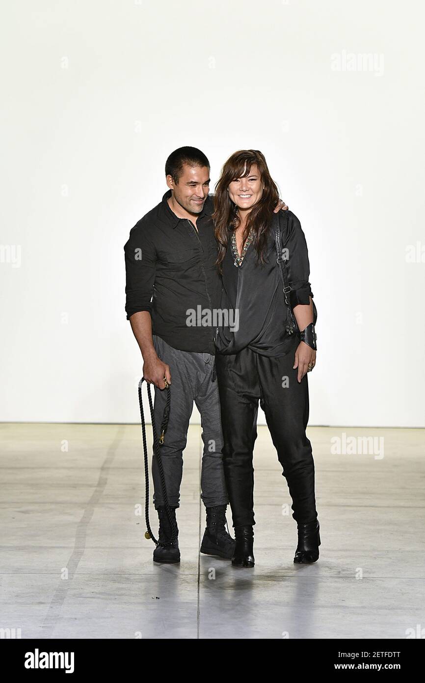 Designer Nicholas Kunz on the runway during the Nicholas K Fashion Show ...