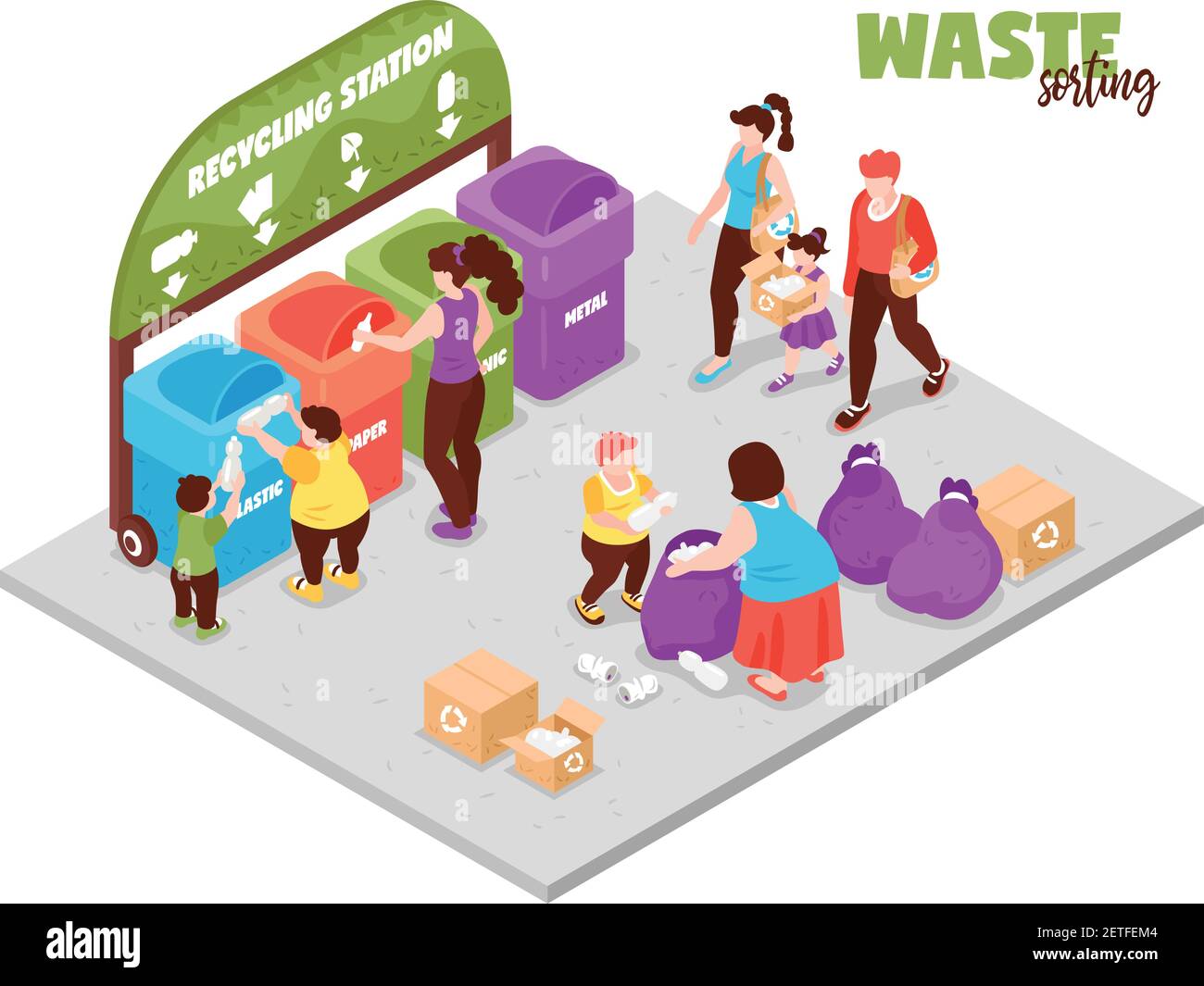 Waste paper recycling station Stock Vector Images - Alamy