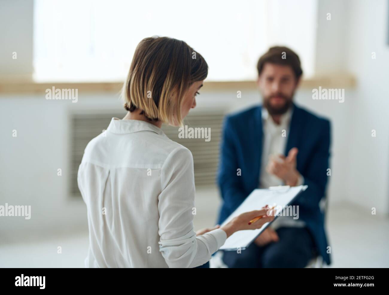 woman psychologist reception patient diagnosis health treatment Stock ...
