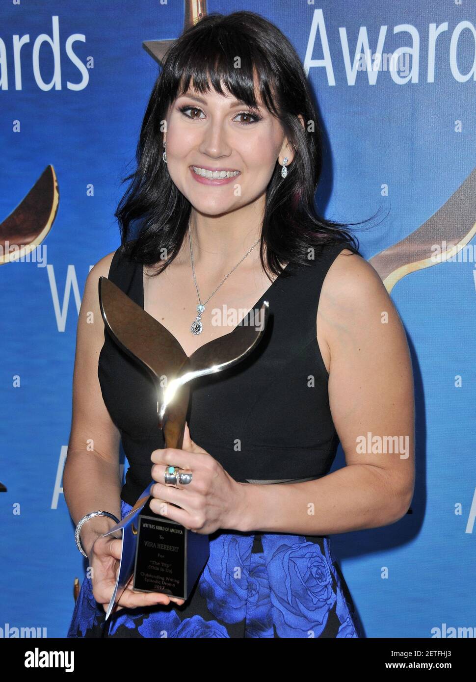 Vera Herbert with her award at the 2017 Writers Guild Awards L.A ...