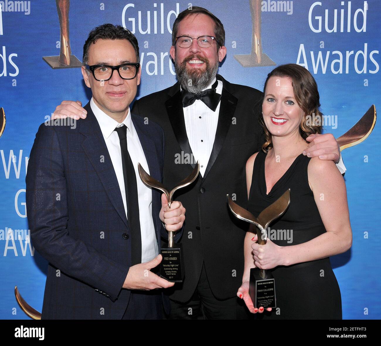 (L-R) Fred Armisen, Guest, and Fran Gillespie with their award at the ...