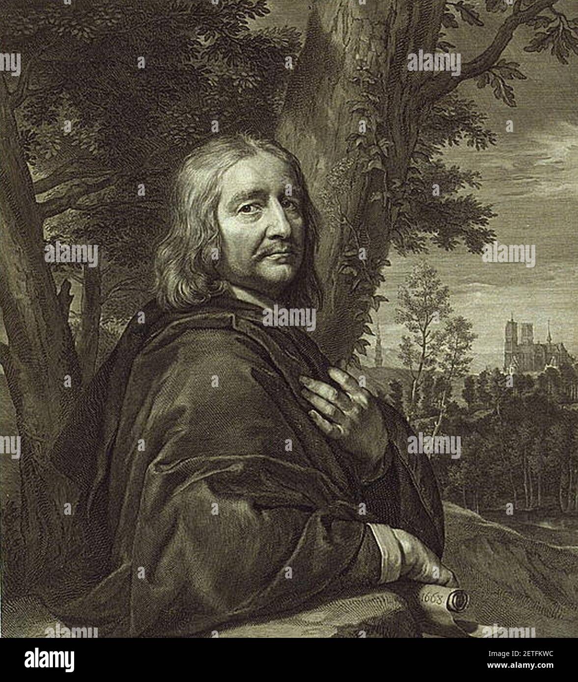 Philippe de Champaigne (autoportrait, gravure de Gérard Edelinck Stock ...