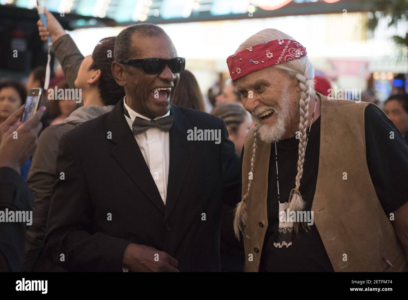 Ray Charles impersonator Johnnie Smoot, left, and Willie Nelson ...