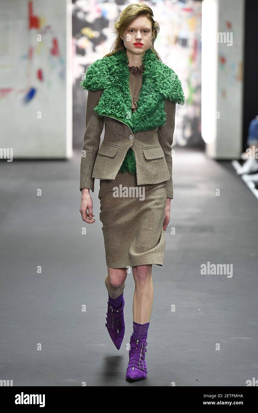 Model Frida Westerlund walks on the runway during the Preen by Thornton ...