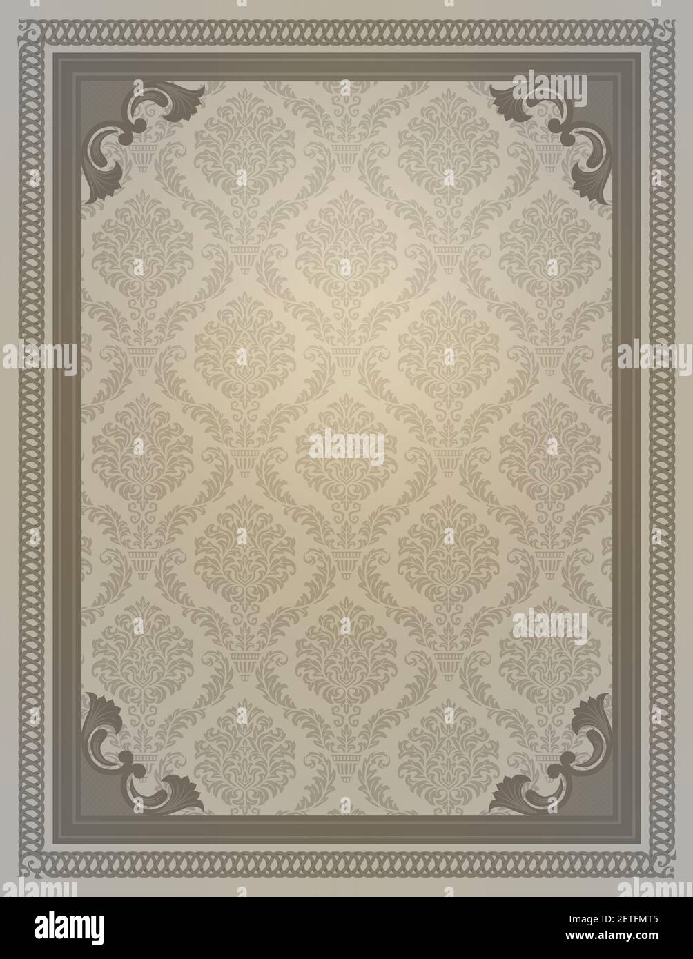 Vintage background with decorative border and ornament Stock Photo - Alamy